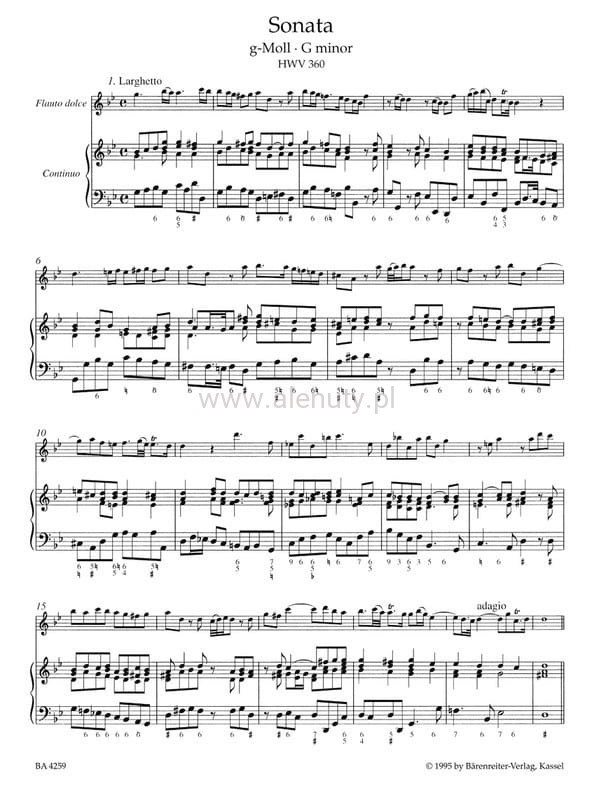 Georg Friedrich Handel: Samtliche Sonaten fur Blockflote und Basso ...