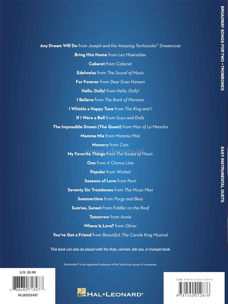 Broadway Songs for Two Trombones - łatwe nuty na duet puzonowy - Alenuty.pl