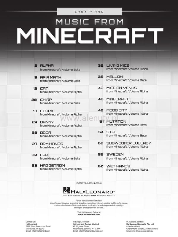 Music from Minecraft (Easy Piano) - melodie i piosenki z gry Minecraft ...