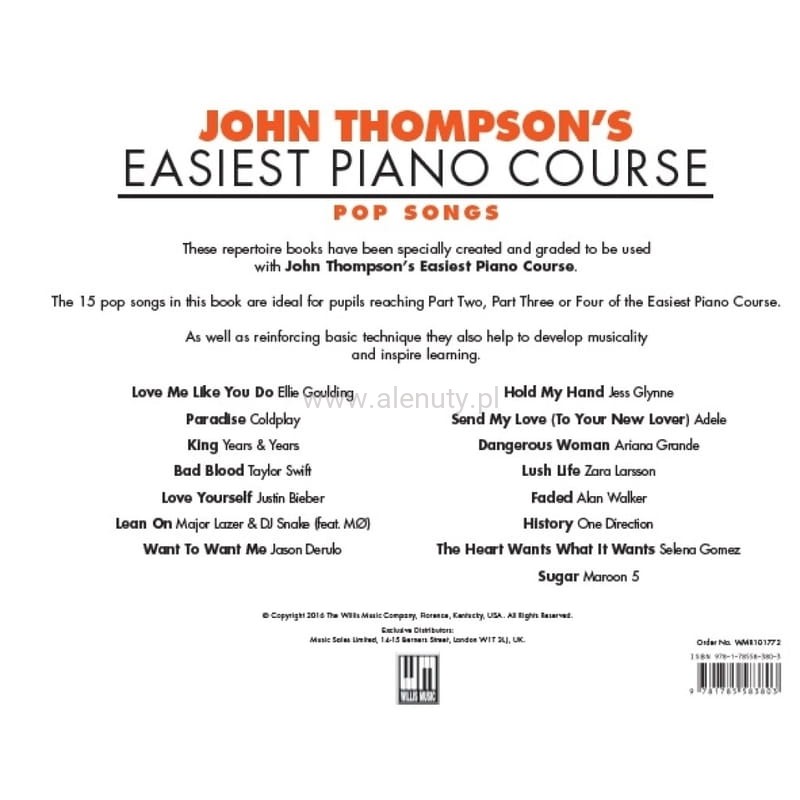 John Thompson's Easiest Piano Course: Pop Songs - łatwe nuty na ...