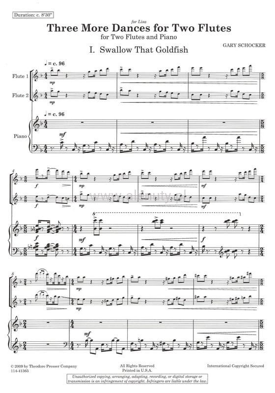 Gary Schocker: Three More Dances for Two Flutes and Piano - nuty na ...